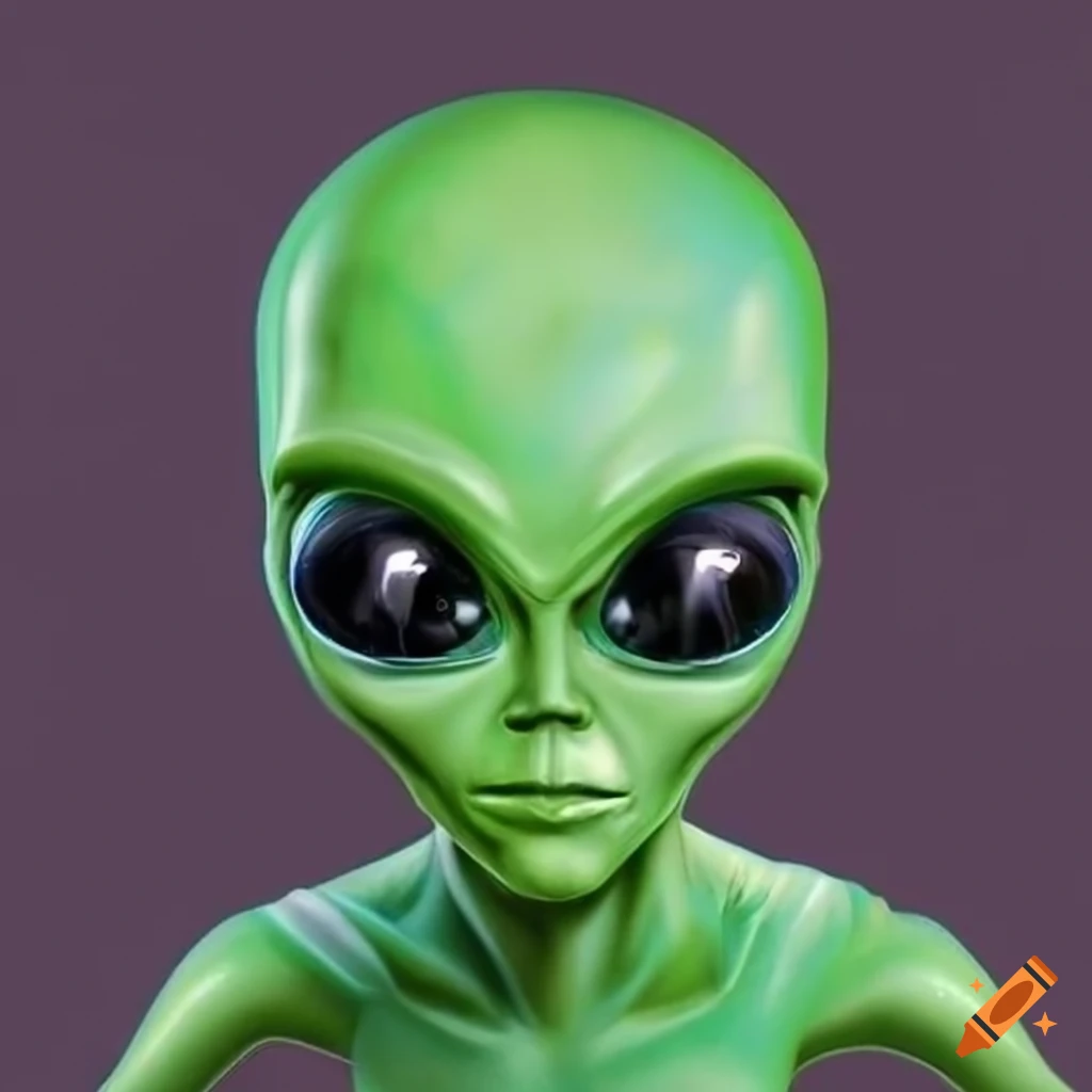 Classic green alien with black eyes on mars on Craiyon