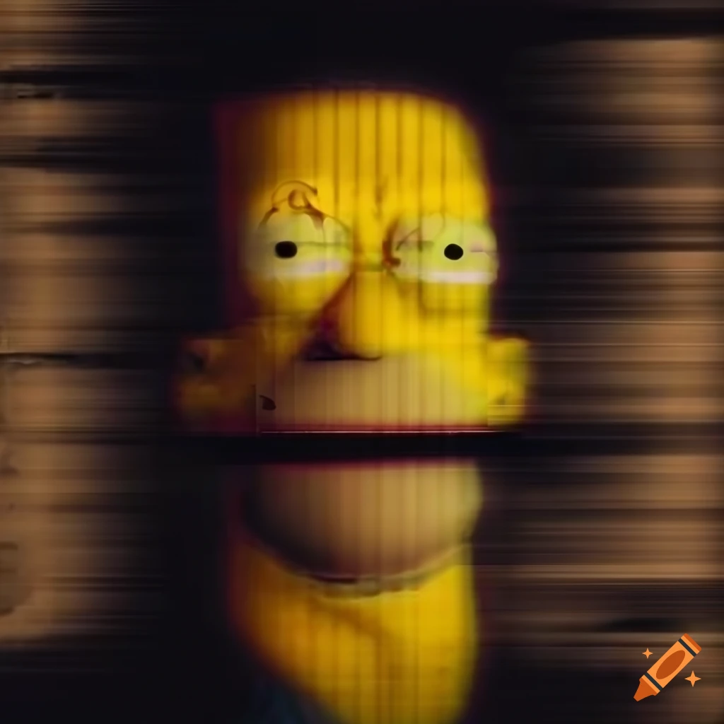 Double exposure of Homer Simpson with glitchy grunge textures on Craiyon