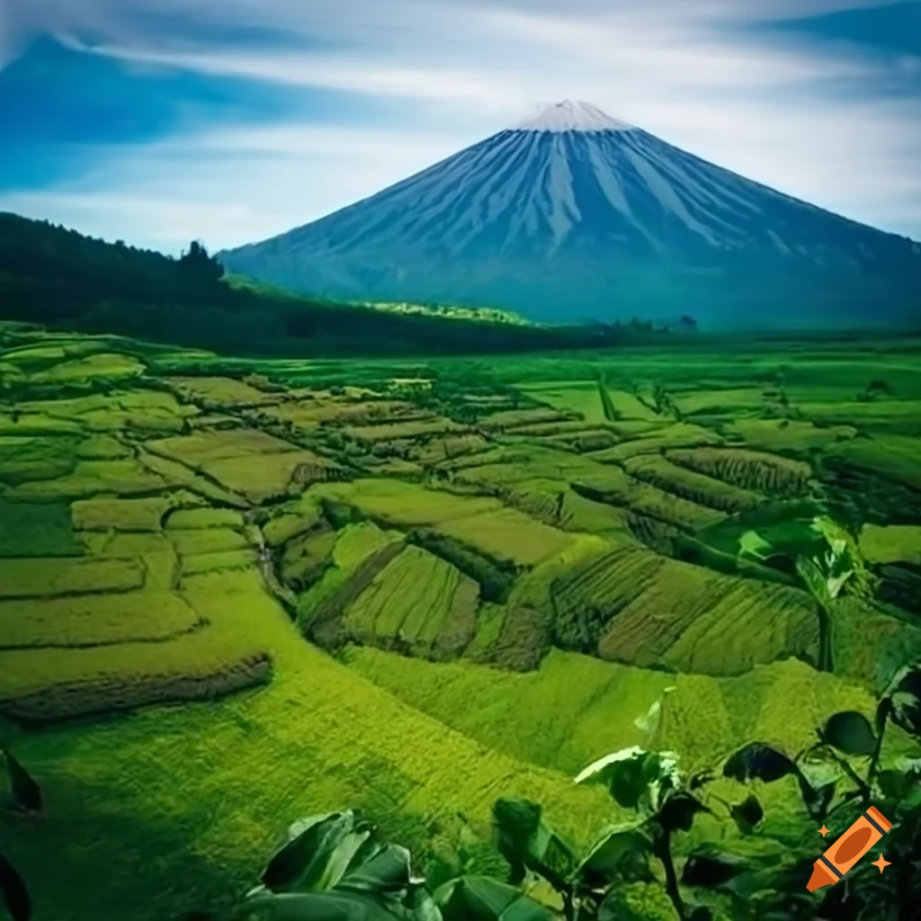 Coffee field in java, indonesia with mount bromo in the background on ...