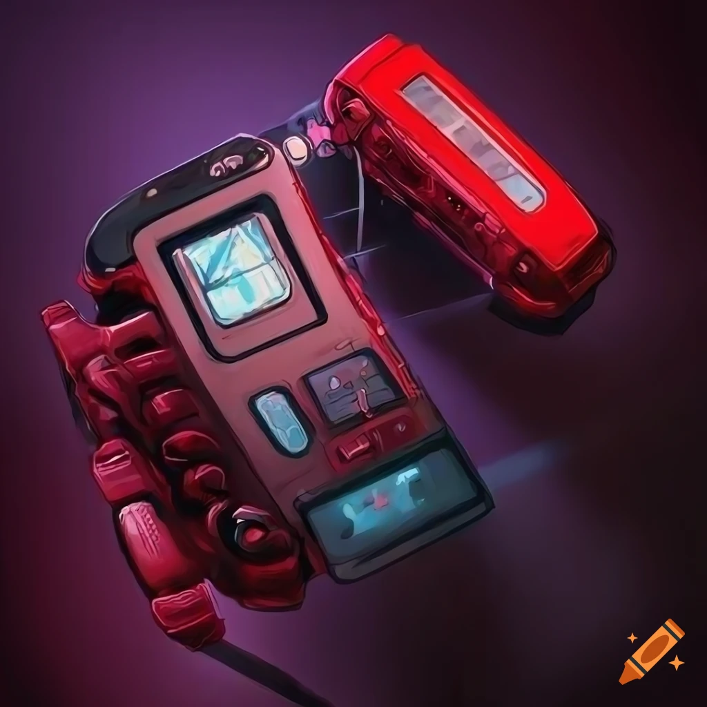 Red cyberpunk phone design by Sai Zhang on Craiyon