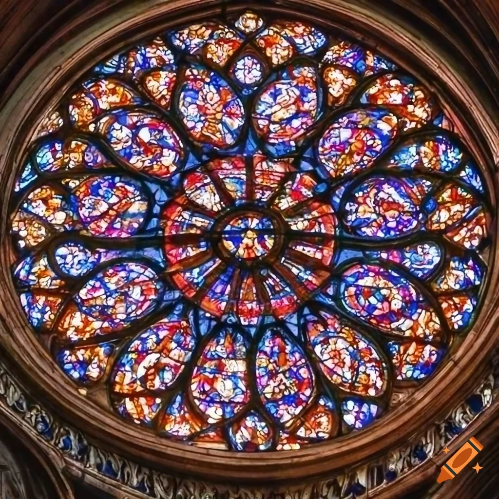 Stained glass circular cathedral rose window in Canterbury, England on ...