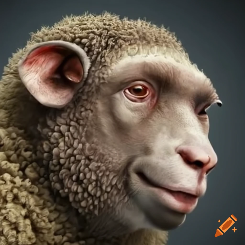 Conceptual illustration of humans evolved from sheep on Craiyon
