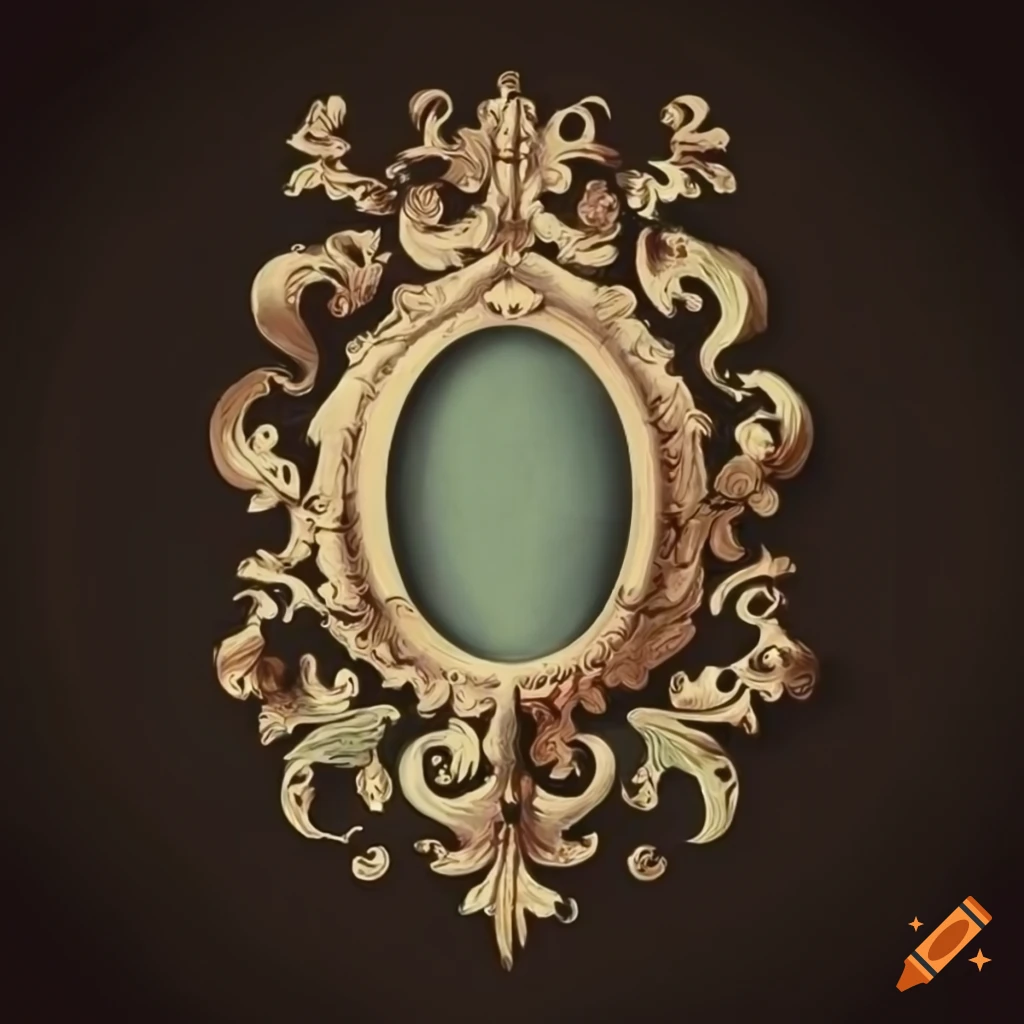 Ornaments and leaves in Rococo style on a square canvas on Craiyon