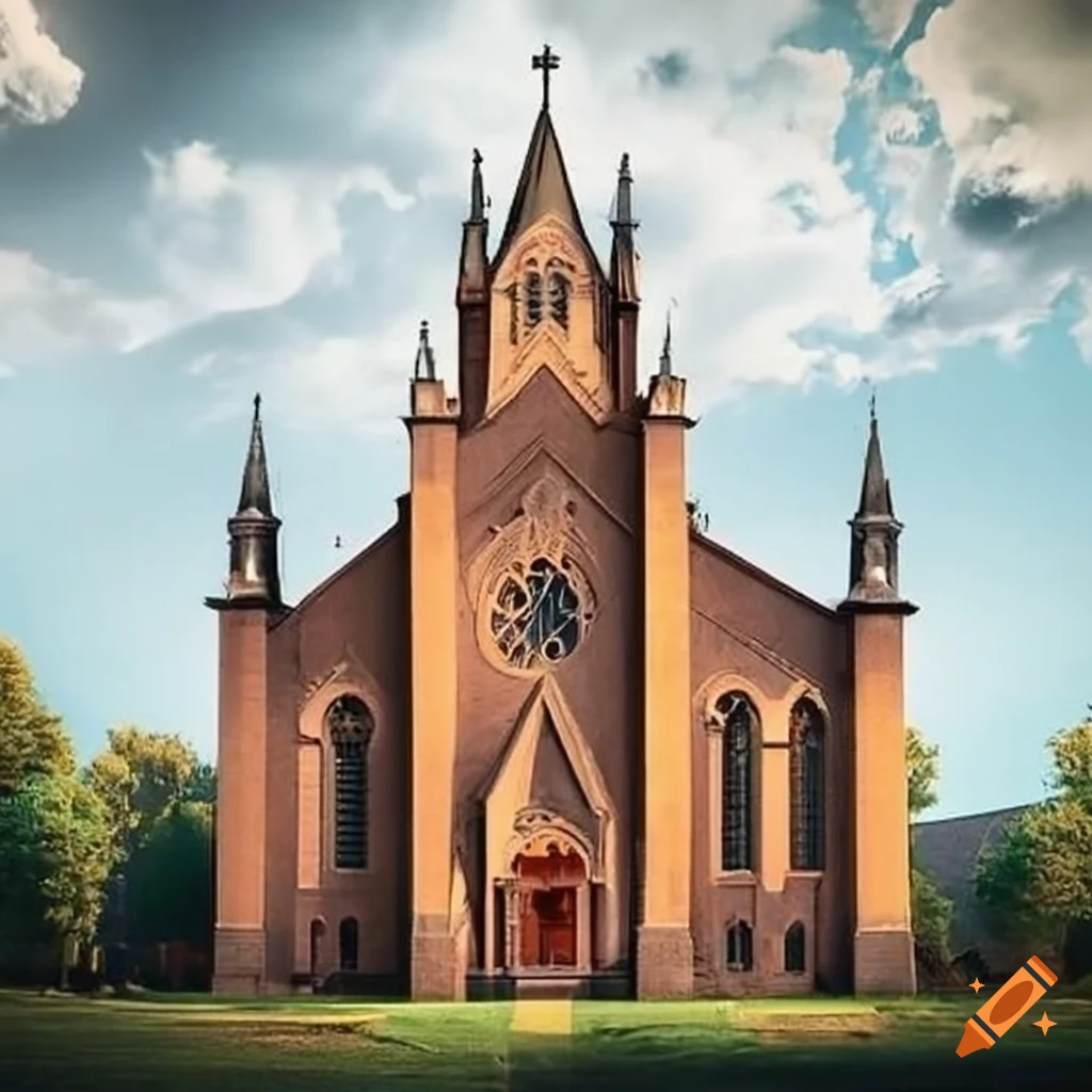 Classic catholic church exterior on Craiyon