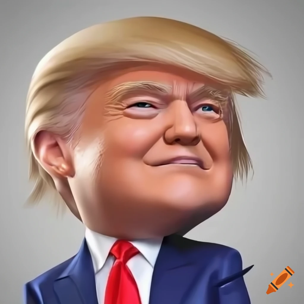 A fusion smile with Donald Trump's hairstyle in modern art design chibi ...
