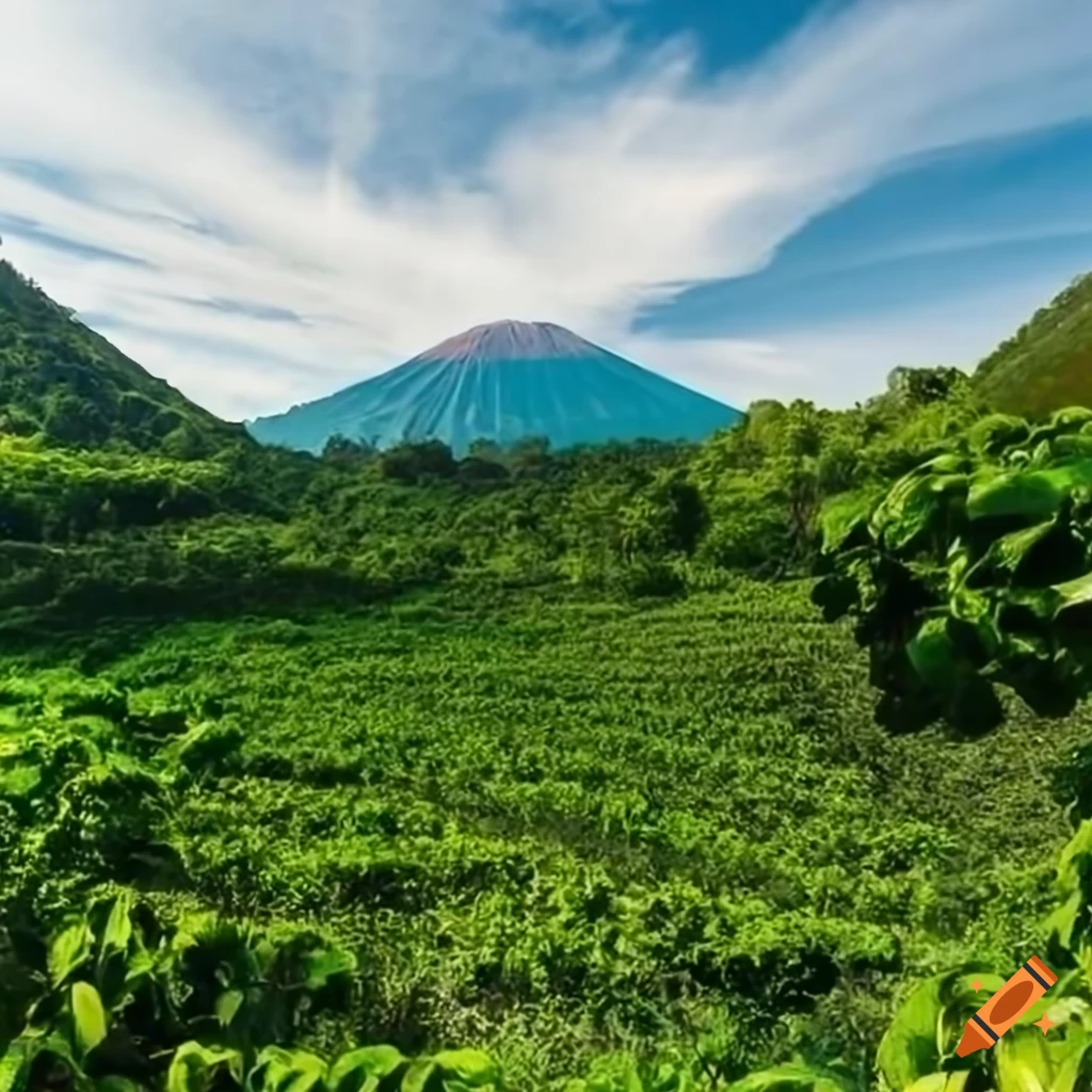 Coffee field in java, indonesia with mount bromo in the background on ...
