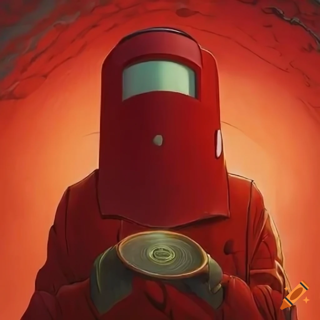 Red phone with artwork inspired by Moebius' The Incal comics on Craiyon