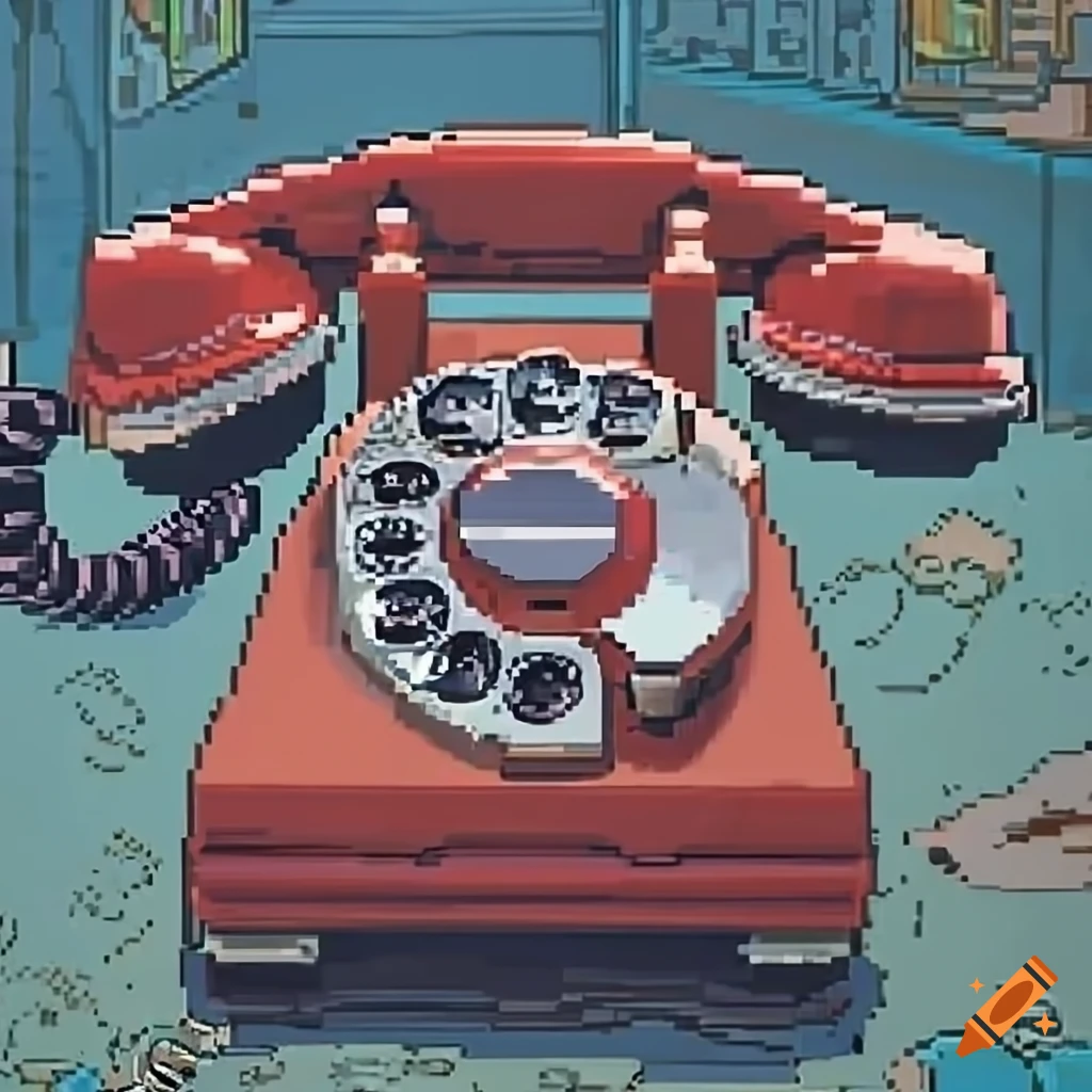 Red rotary corded retro phone with Moebius The Incal comics artwork on ...