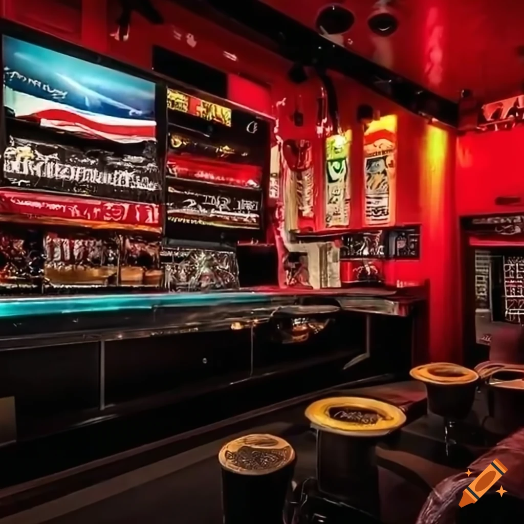Formula 1 themed bar with racing car decorations on Craiyon