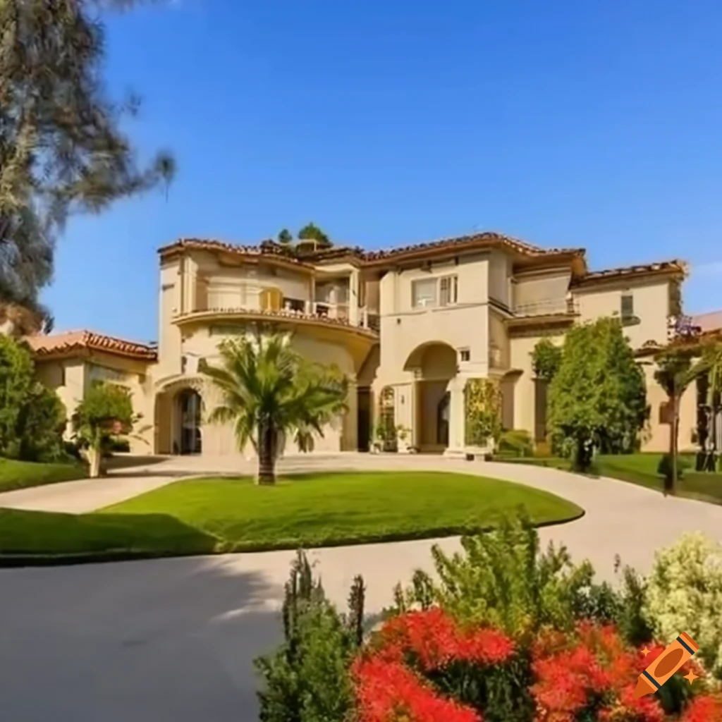 Glamorous mega-mansion with beautiful view on a sunny afternoon in ...