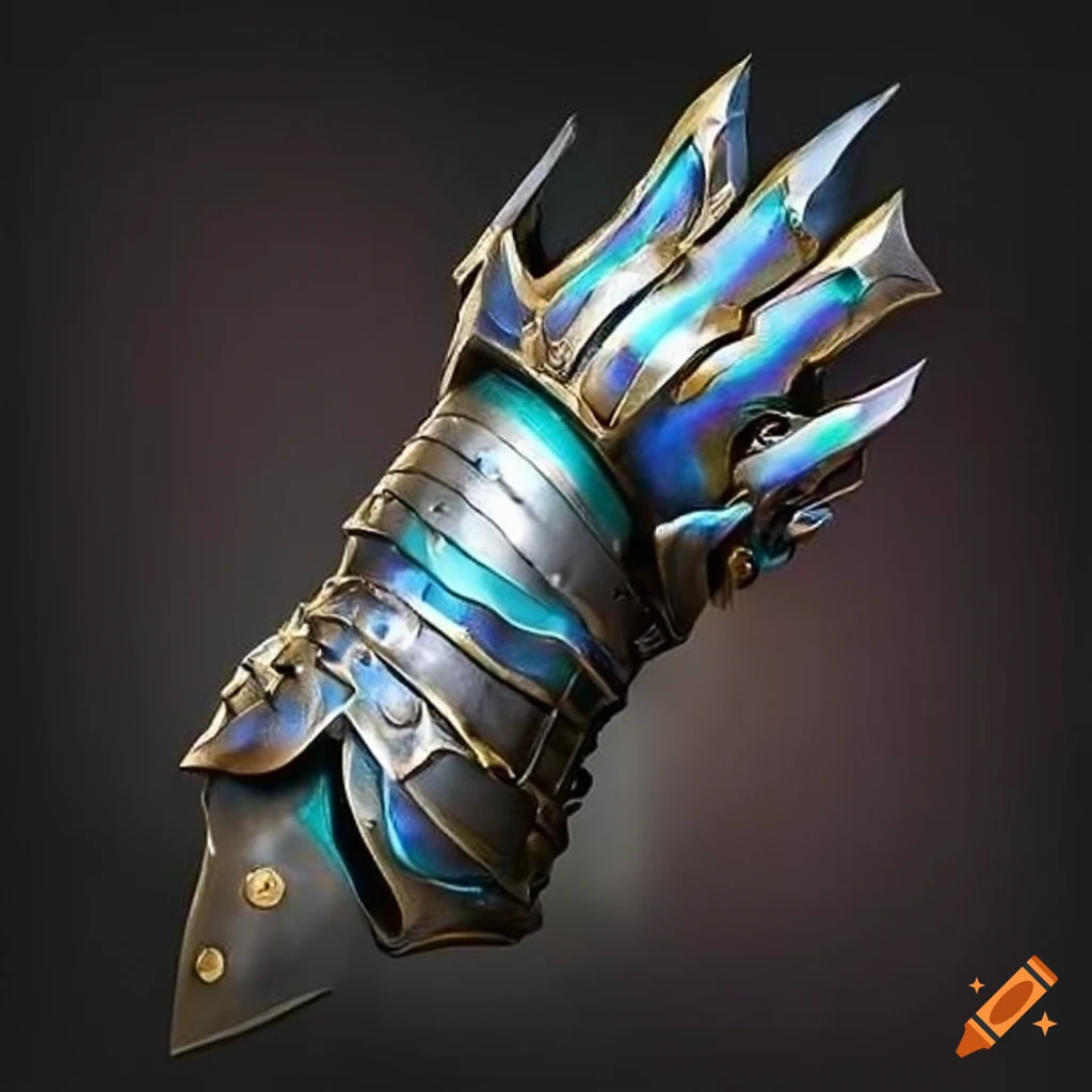 Magic heavy steel gauntlets with aura on Craiyon