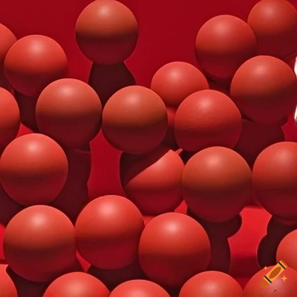 Arrangement of red matte balls on a uniform background with luxurious ...