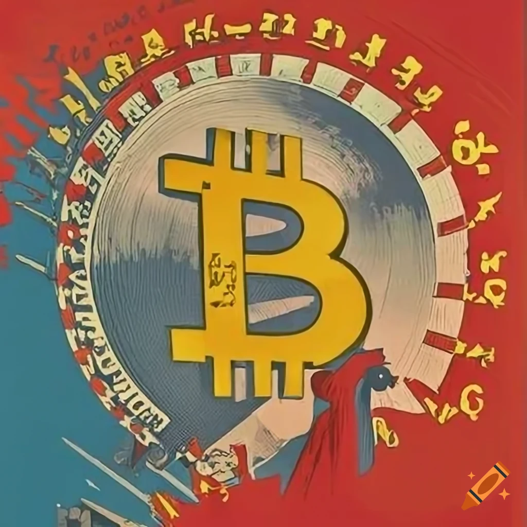 Soviet-era propaganda-style poster promoting the power of bitcoin on ...