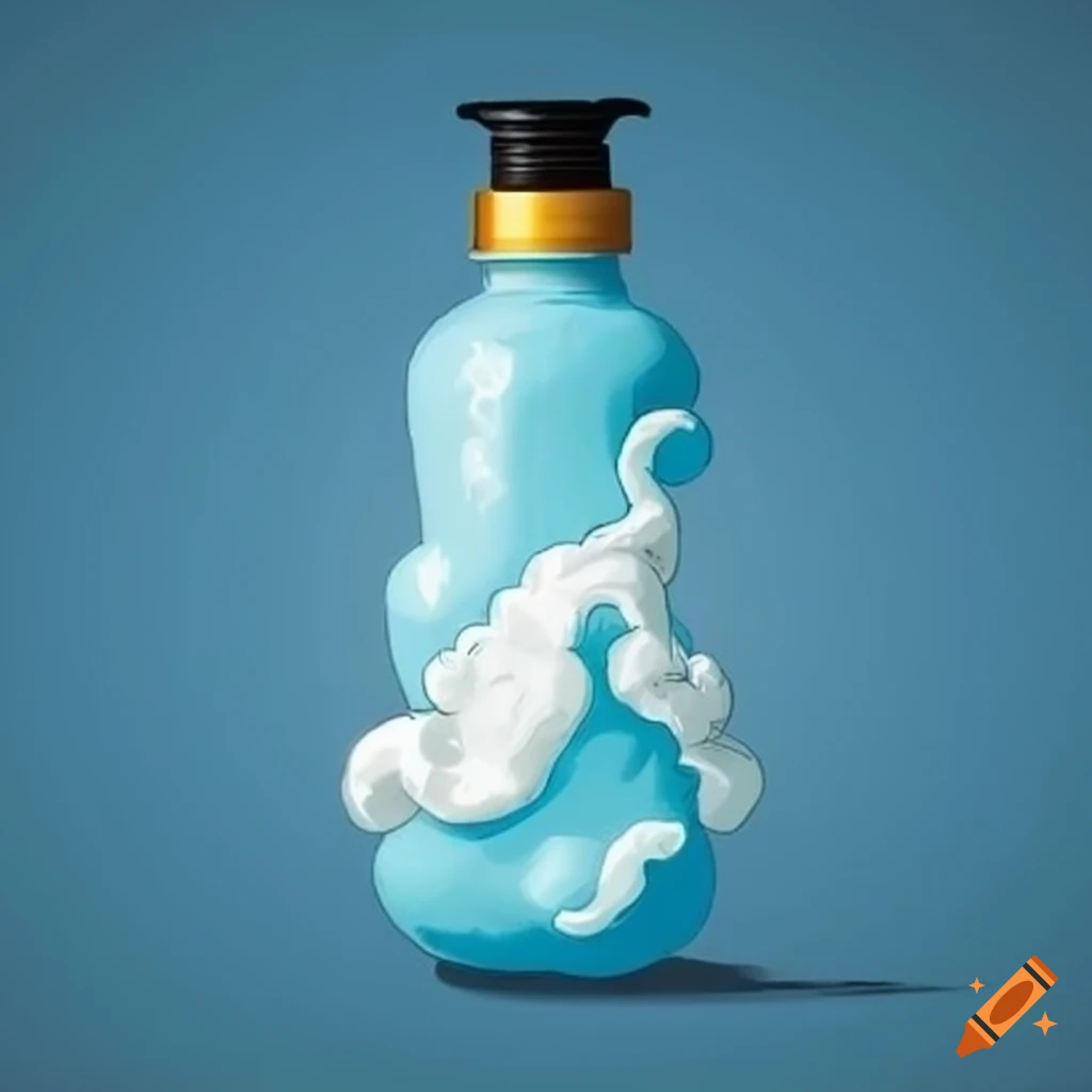 Bottle of hand soap in manga style with a cloud on Craiyon
