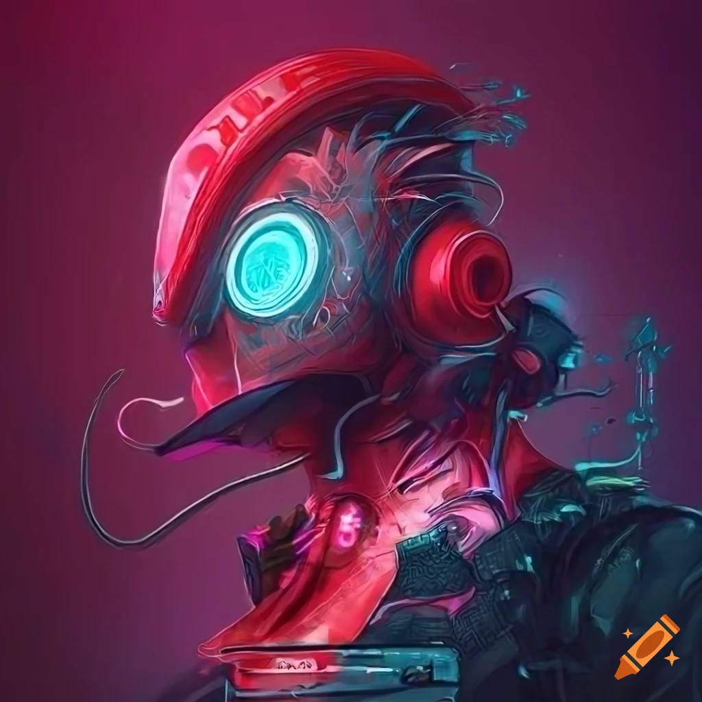 Red cyberpunk phone design by Sai Zhang on Craiyon