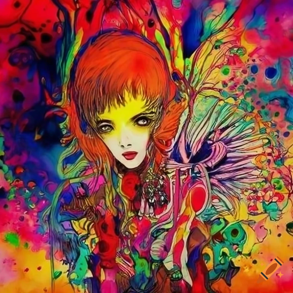 Abstract colorful psychedelic gothic painting by various artists on Craiyon