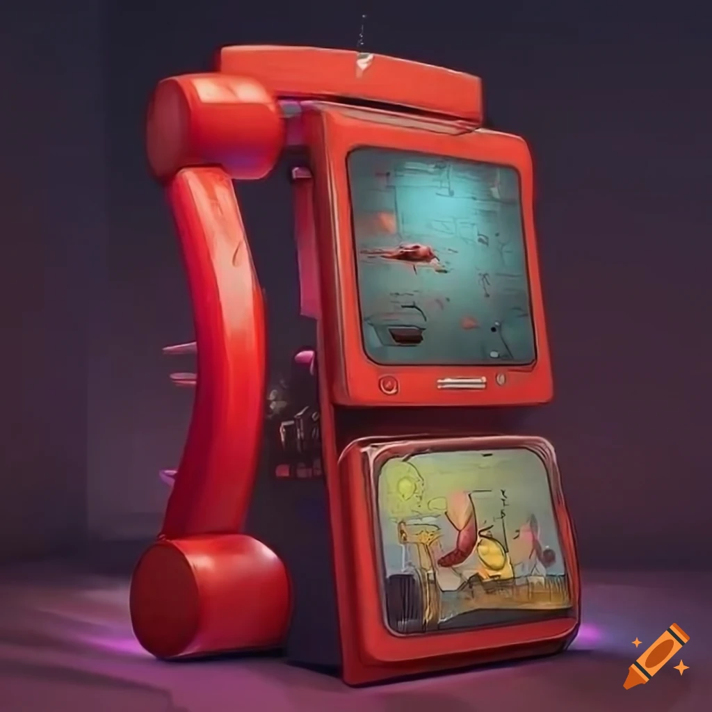 Red phone with cyberpunk design inspired by moebius artwork on Craiyon