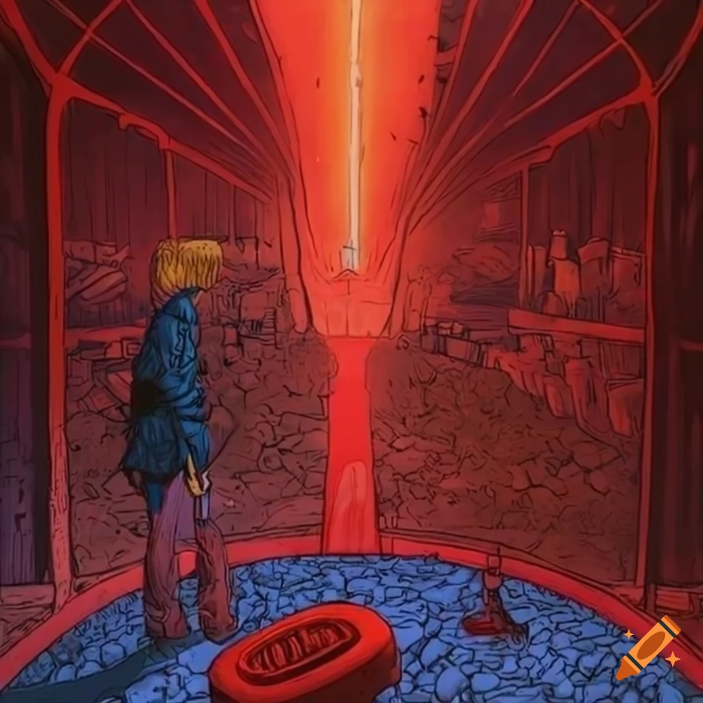 Red phone in a photorealistic style with moebius the incal comics ...