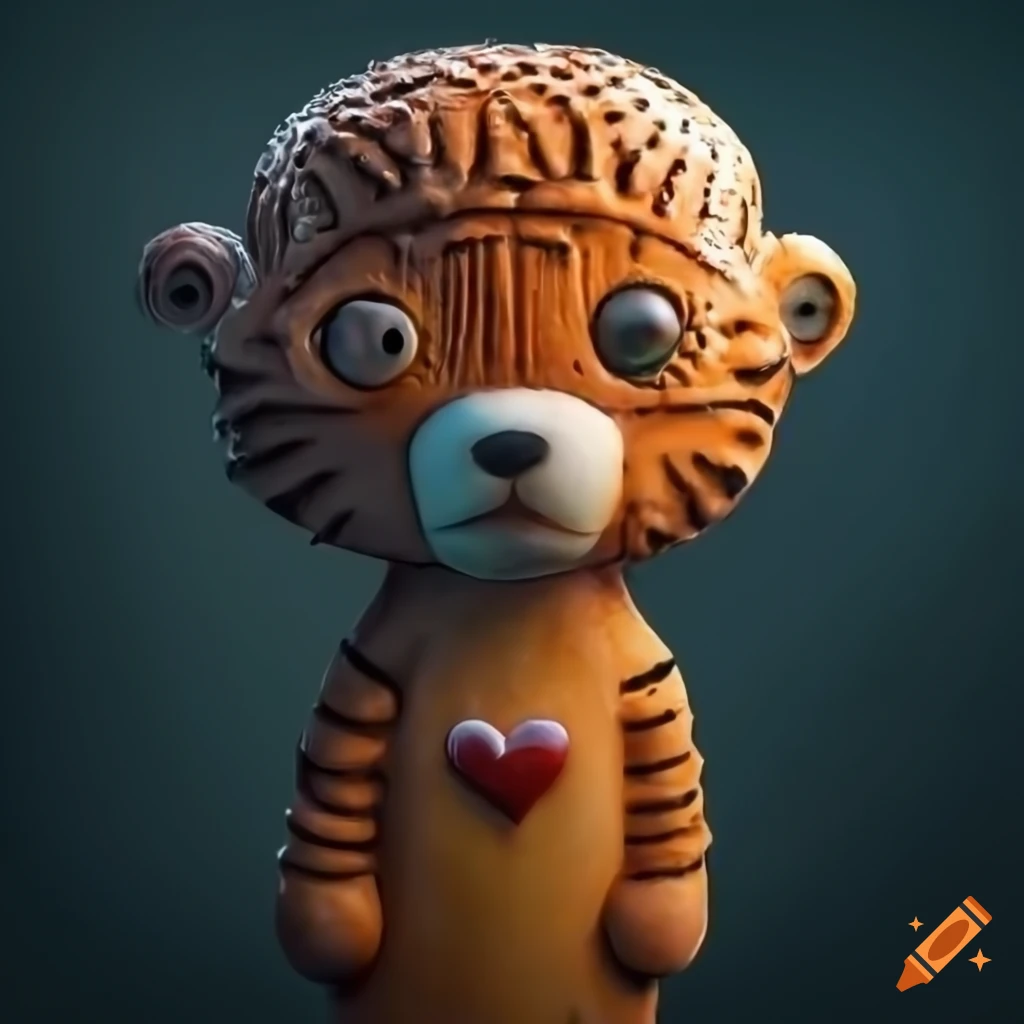 Hobbes gingerbread cookie with a heart in photorealistic giger alien ...