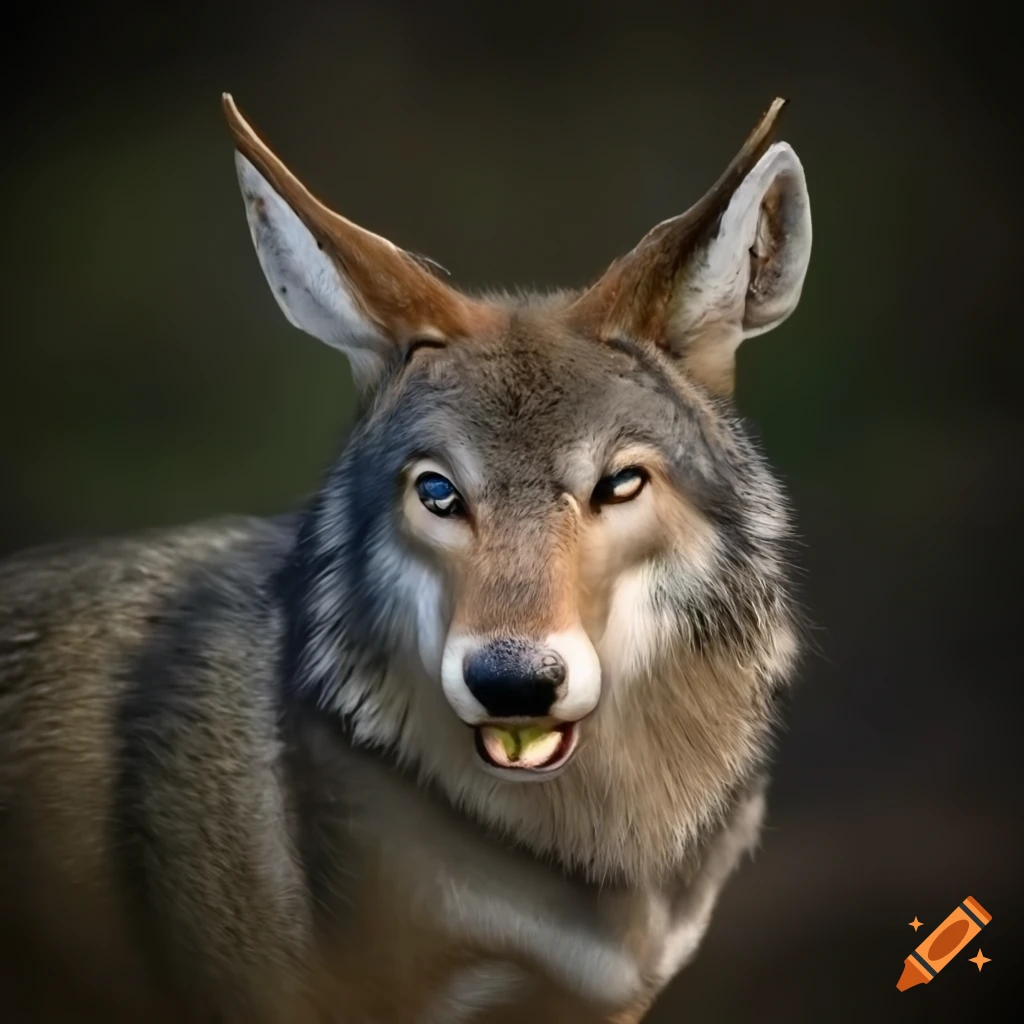 Deer with wolf teeth on Craiyon