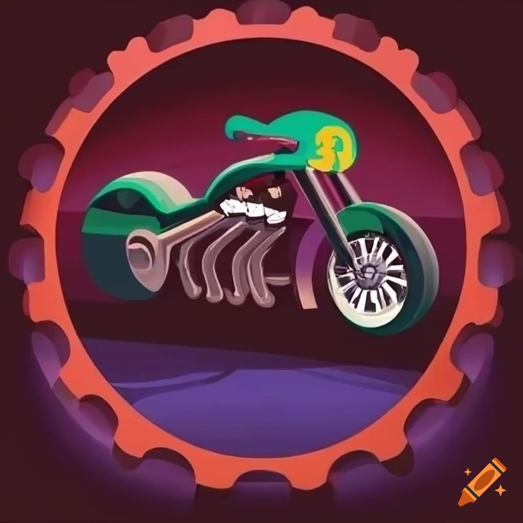 Stretched drag racing motorcycle in a sprocket vector illustration on ...
