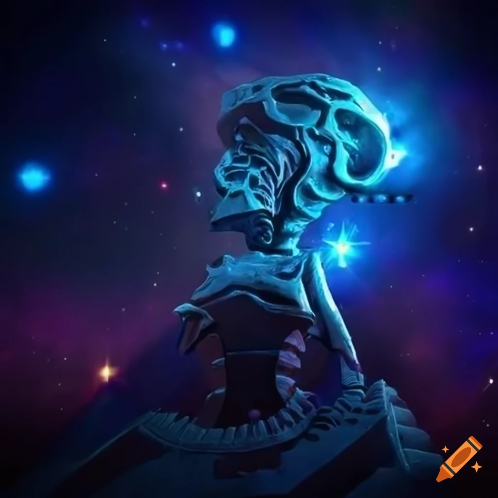 Electric alien cosmic space machine virus in architectural stave ...