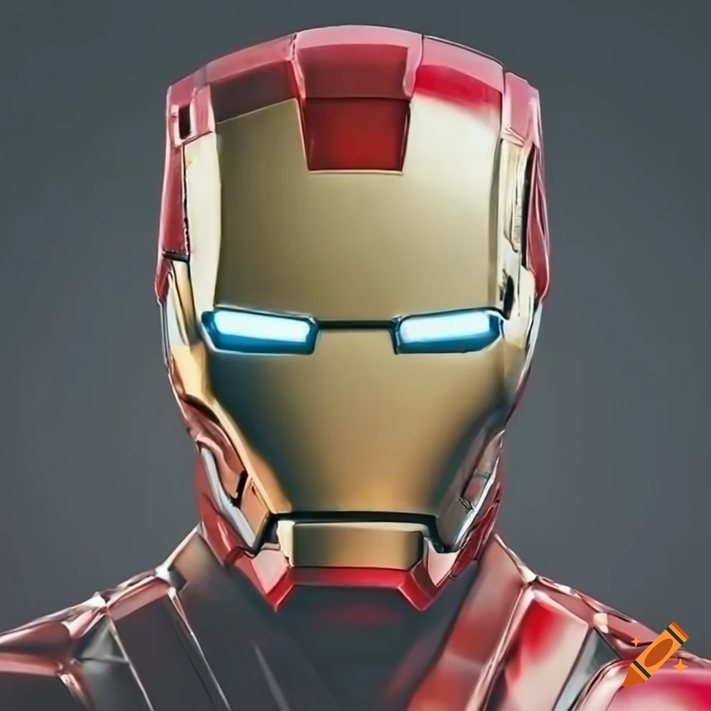 Detailed 3D portrait of Iron Man's helmet in close-up view on Craiyon