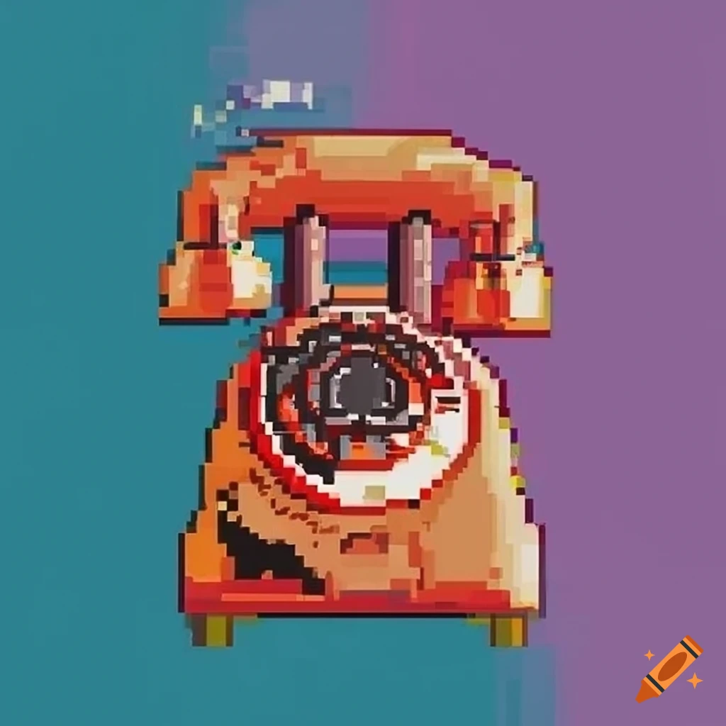 Red phone with pixel art and vintage Dragon Ball Z style Goku on Craiyon