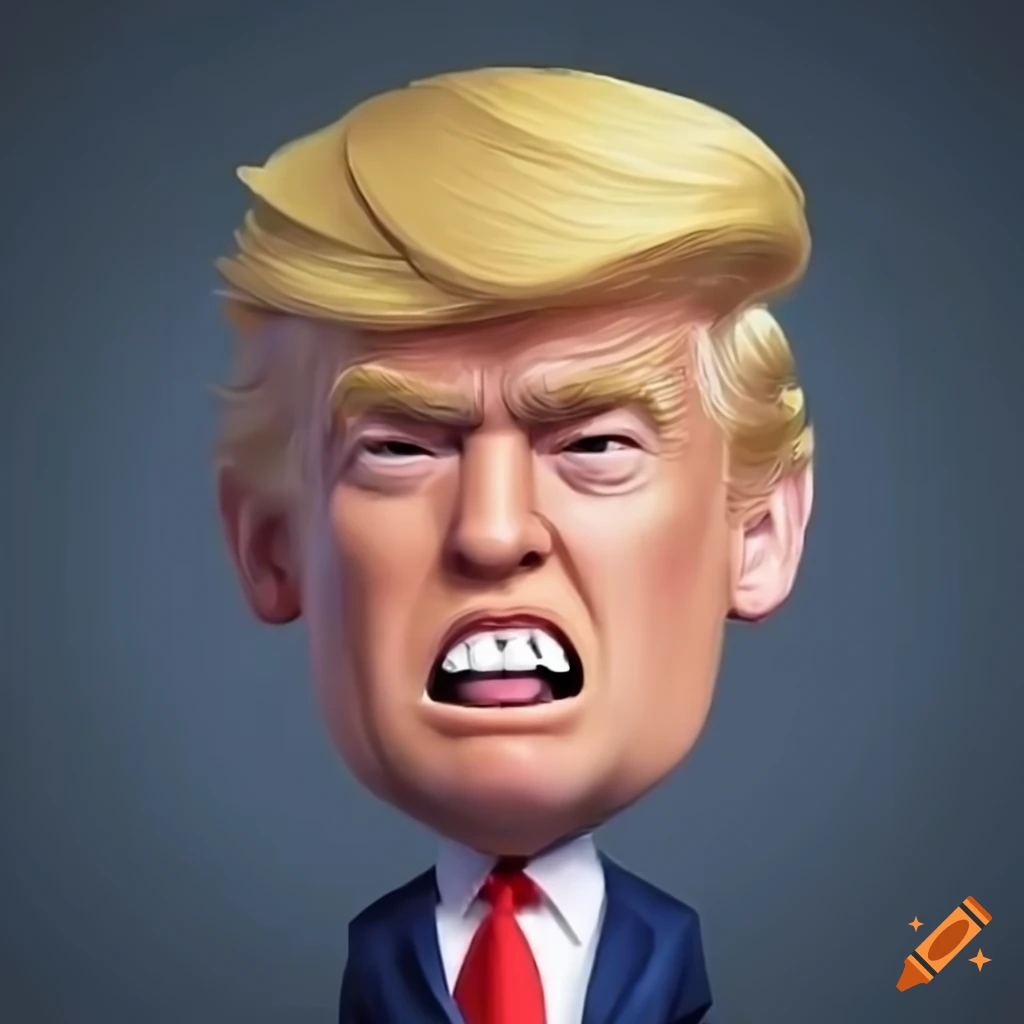 A fusion smile with Donald Trump's hairstyle in modern art design chibi ...