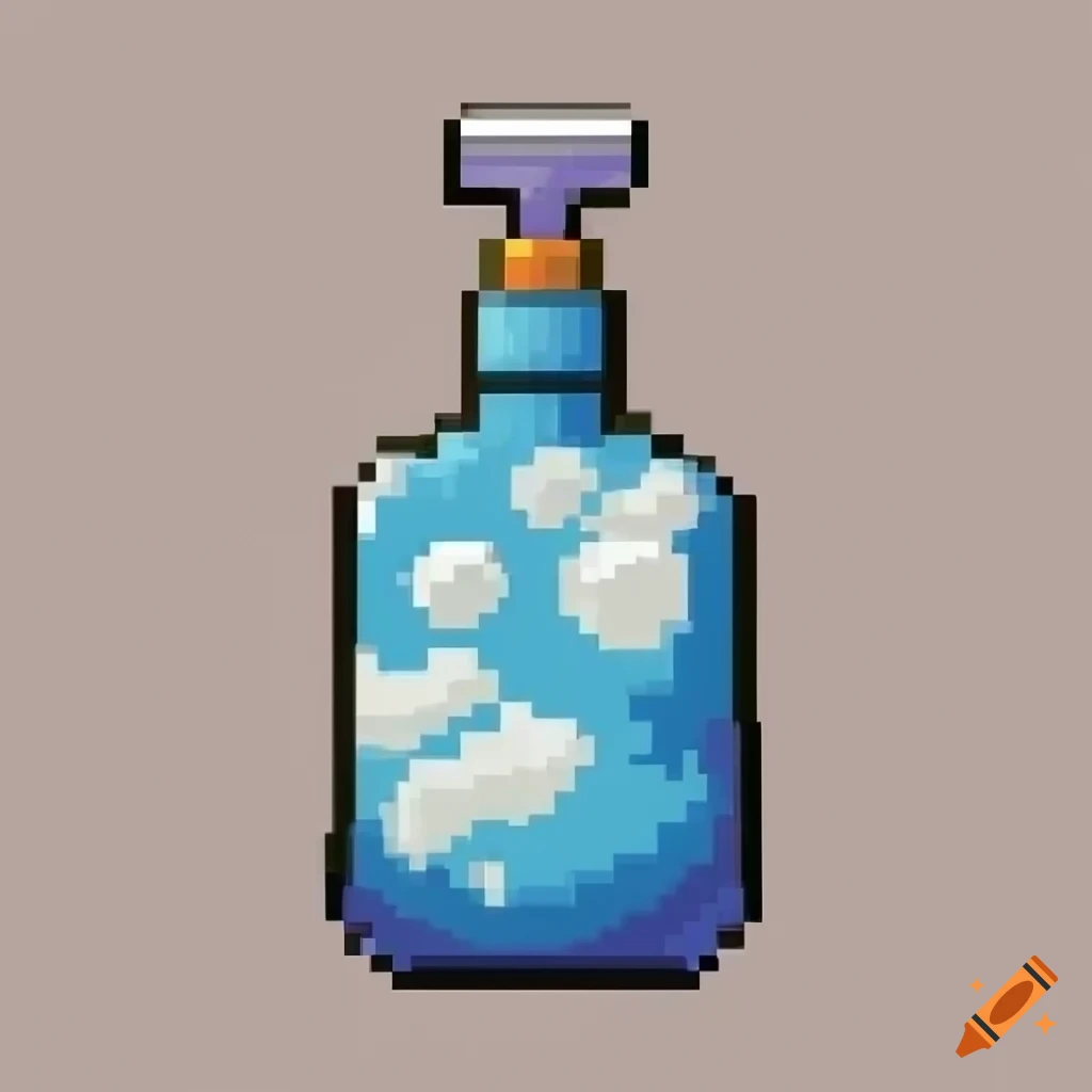 Hand soap bottle in manga pixel art style with dithering on Craiyon