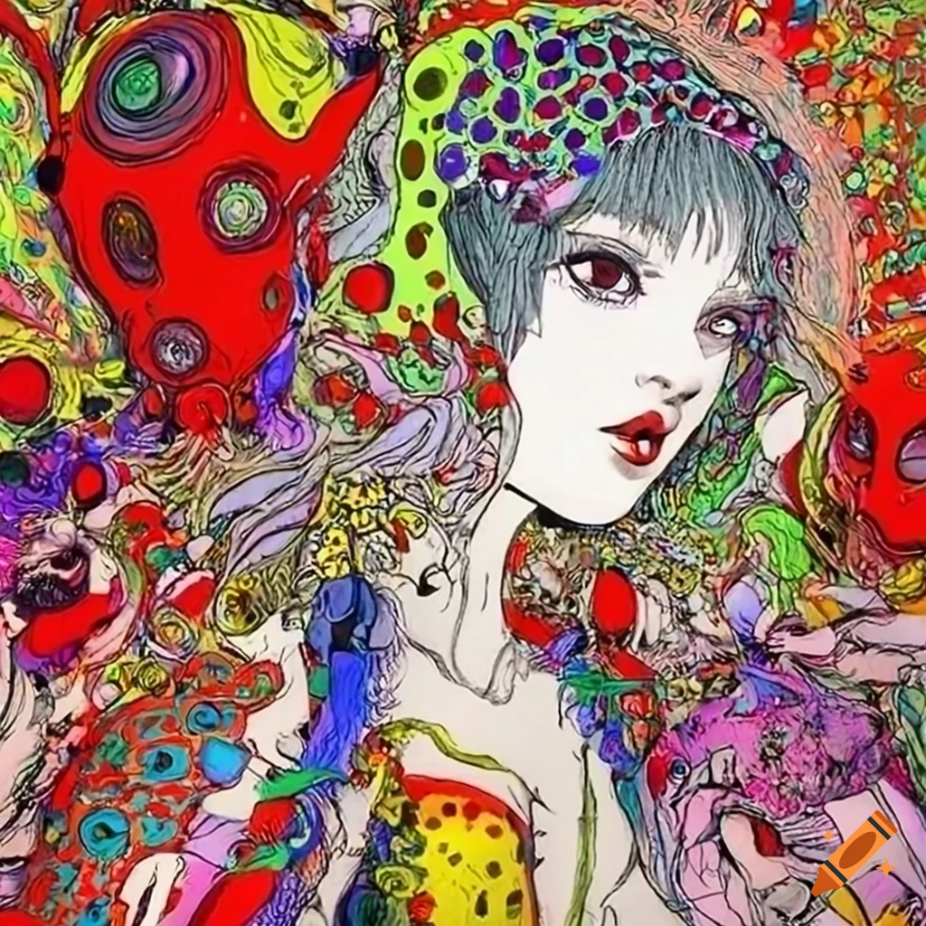 Abstract colorful psychedelic gothic painting by various artists on Craiyon