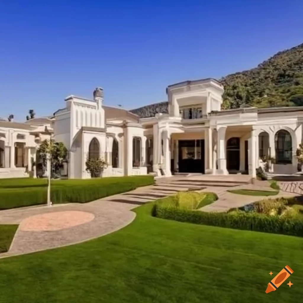 Glamorous mega-mansion in California with a beautiful view on a sunny ...