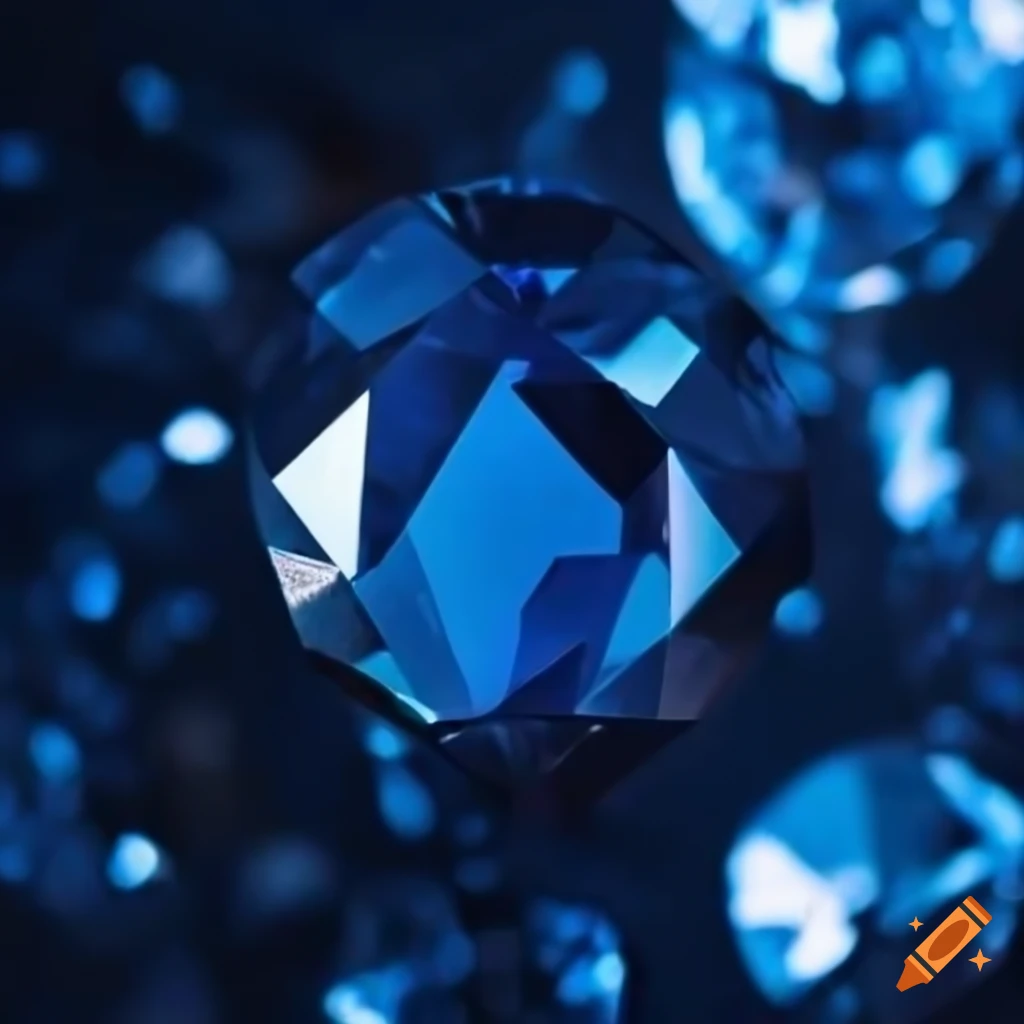 Dark blue-indigo diamonds and crystals on a dark background on Craiyon