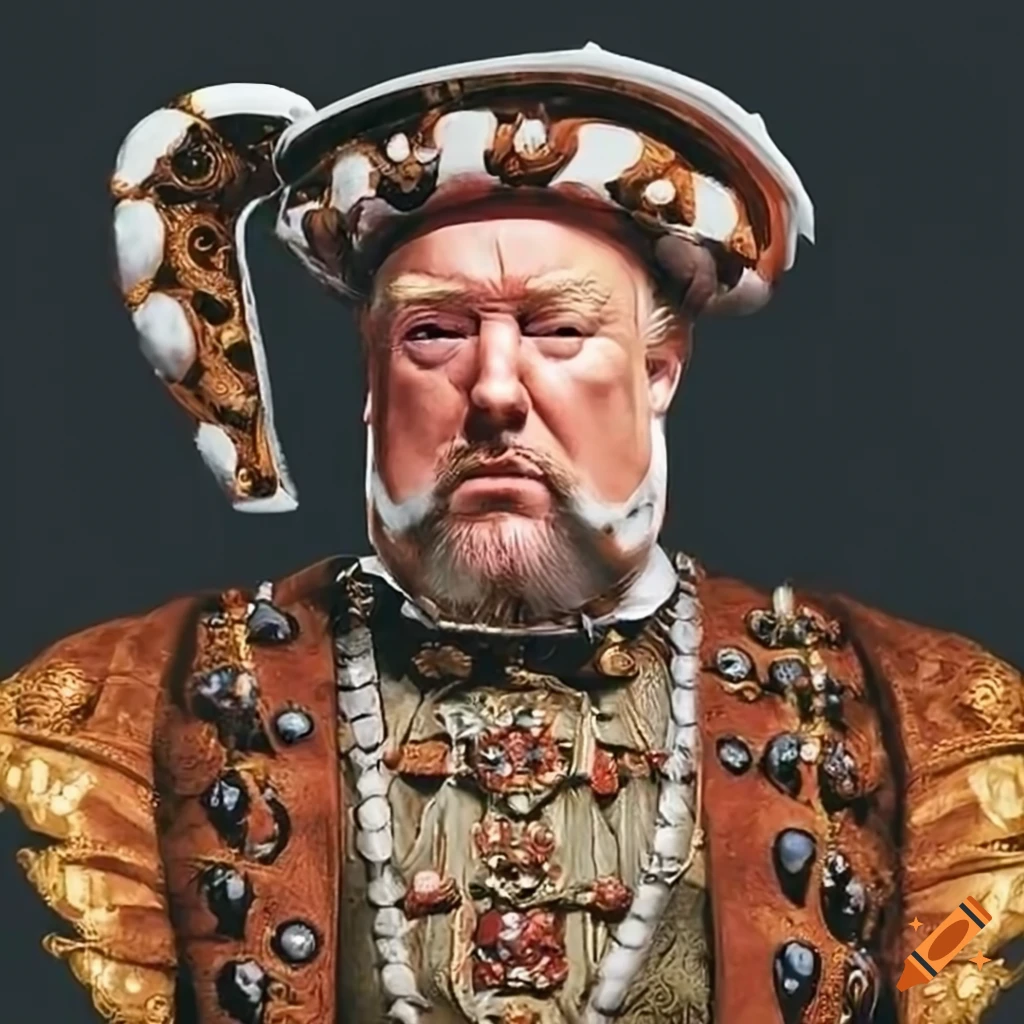 Donald trump in the attire of henry viii on Craiyon