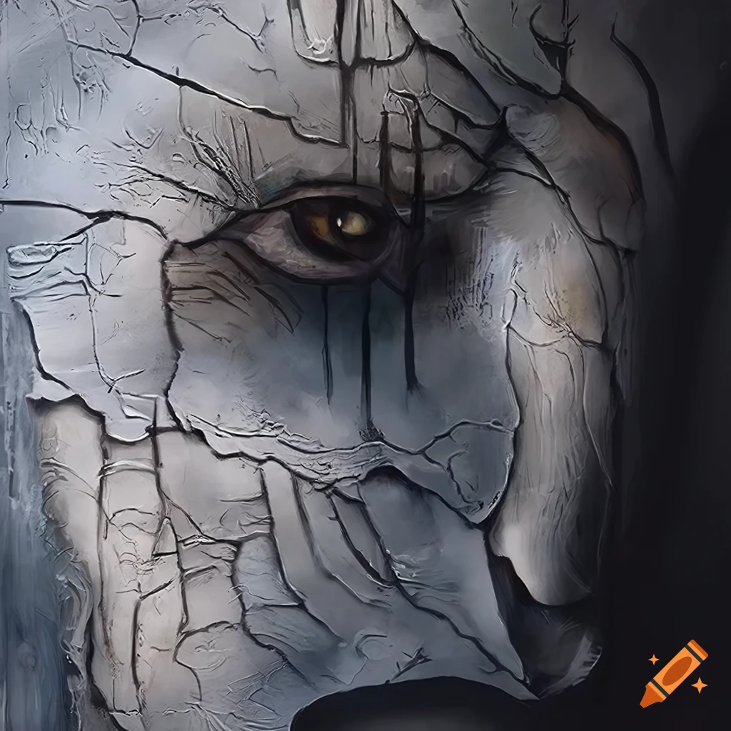 Abstract medieval style dark art oil painting portrait of a pale creamy ...