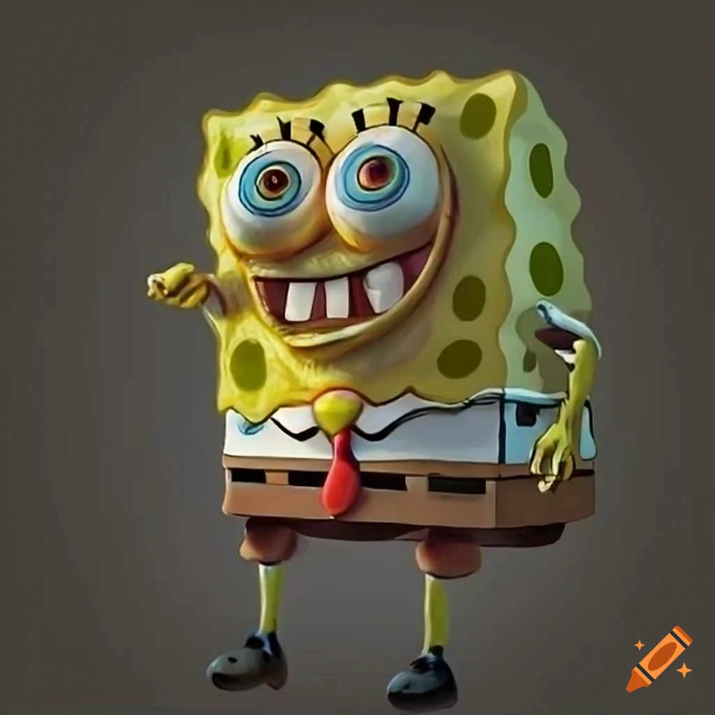 Realistic spongebob styled in a scary theme on Craiyon