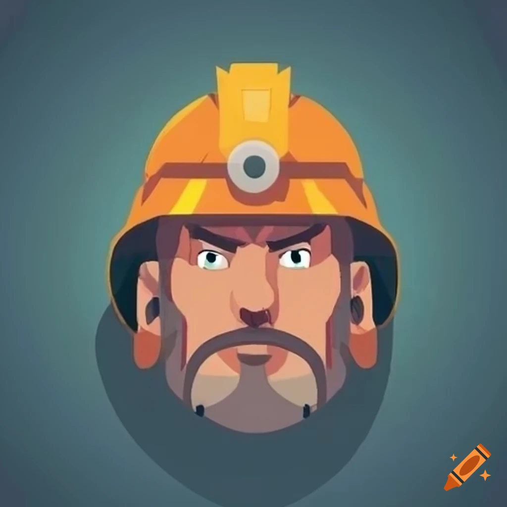 Miner in flat style on Craiyon