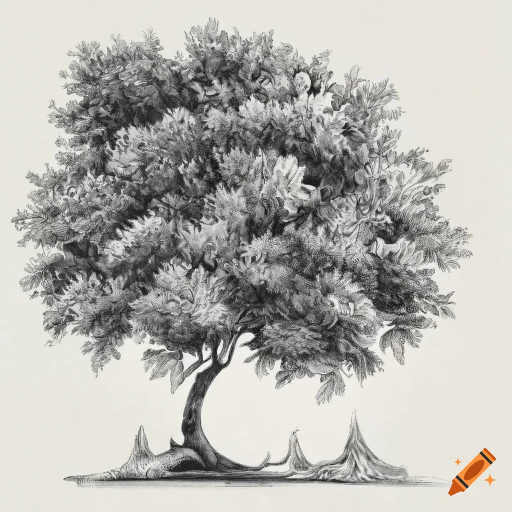 Detailed vintage botanical illustration of a Maple Tree plant on Craiyon