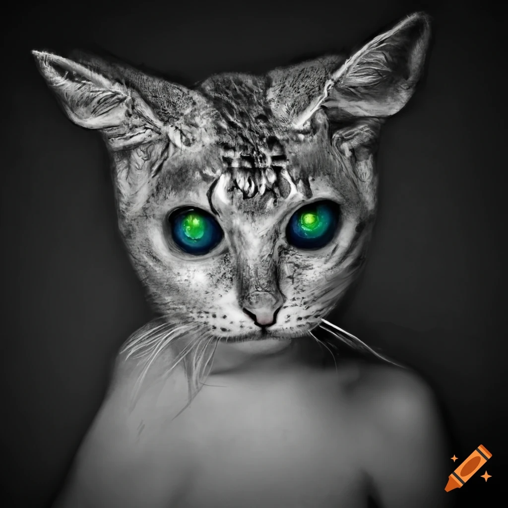 Mutant cat-human inspired by marc chagall's style on Craiyon