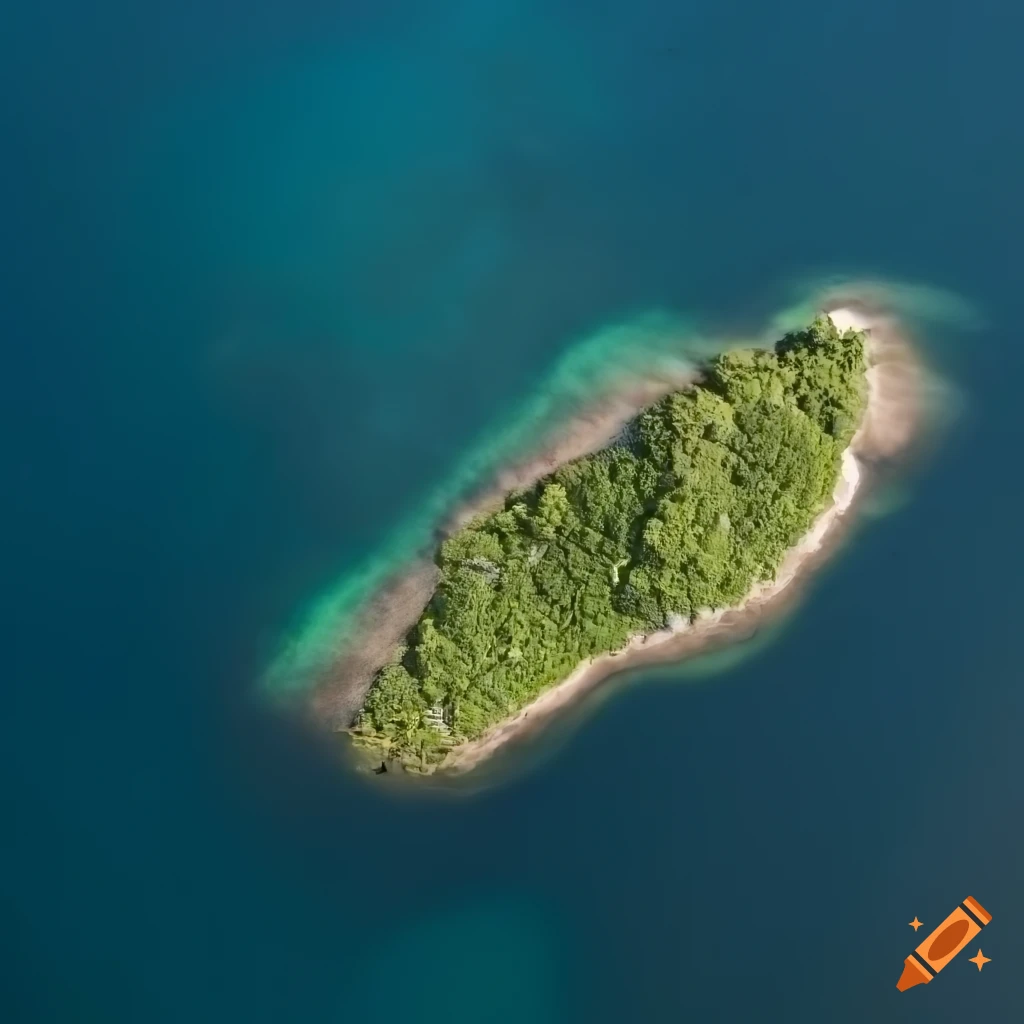 Top view of archipelago with victorian buildings on ten islands on Craiyon