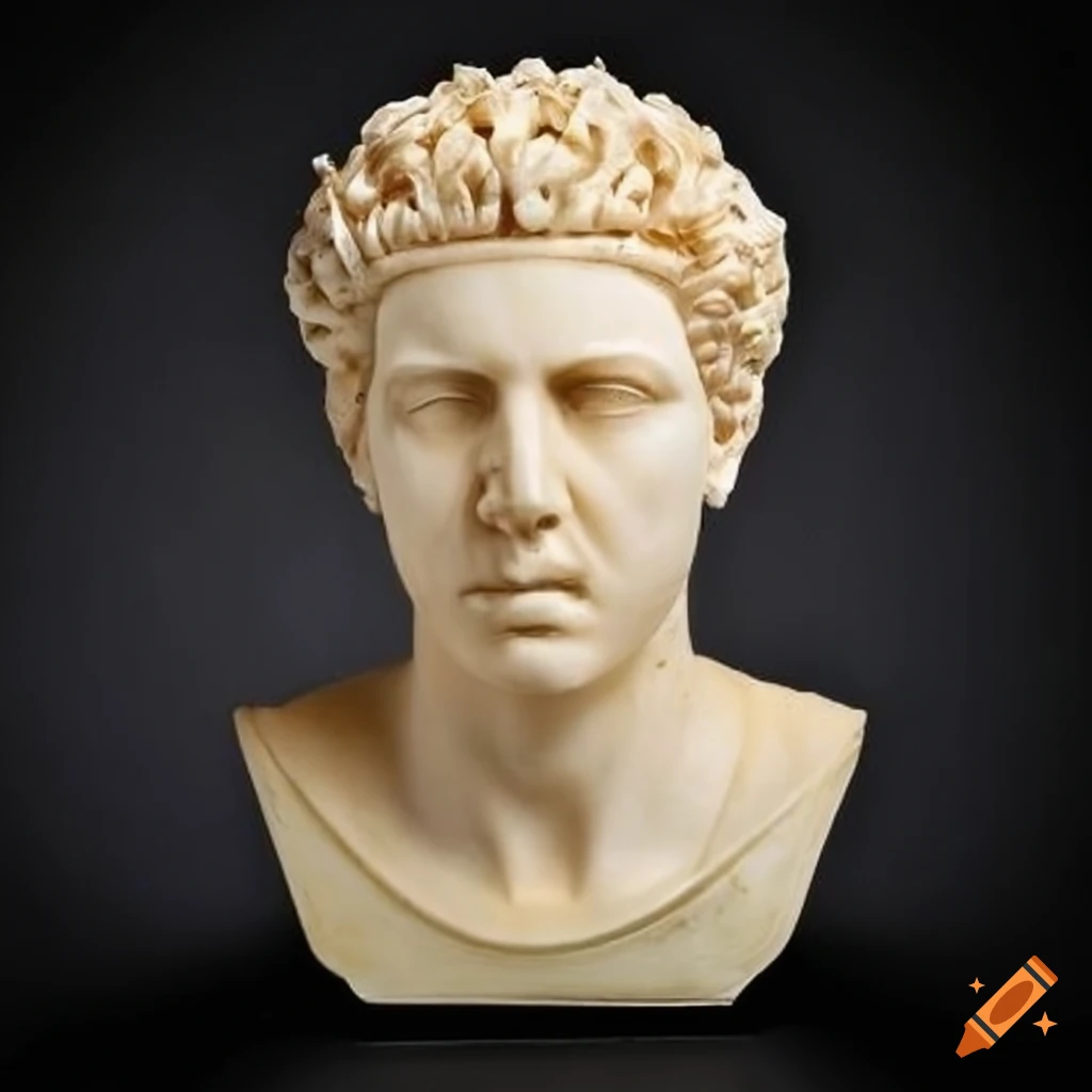Intricately detailed ivory bust in ancient Roman style on Craiyon