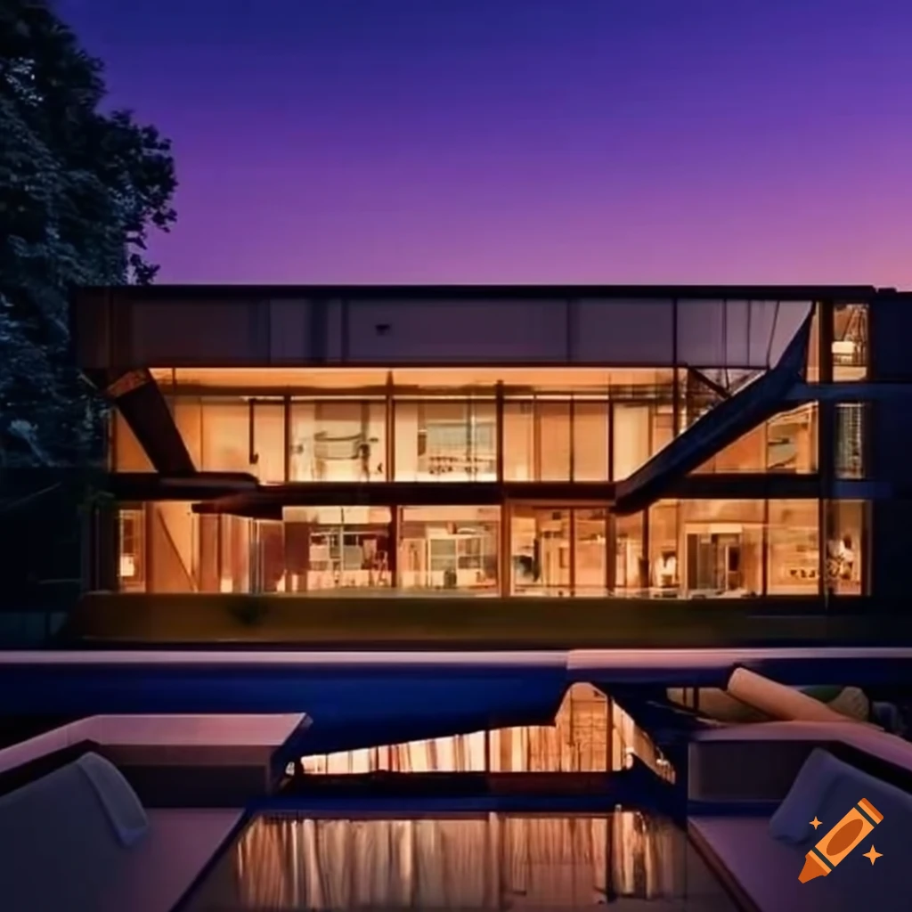 Modern house with library, music room, and fitness center on each floor ...