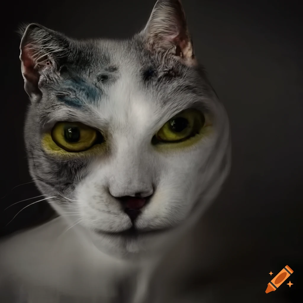 Mutant cat-human inspired by Marc Chagall's style on Craiyon