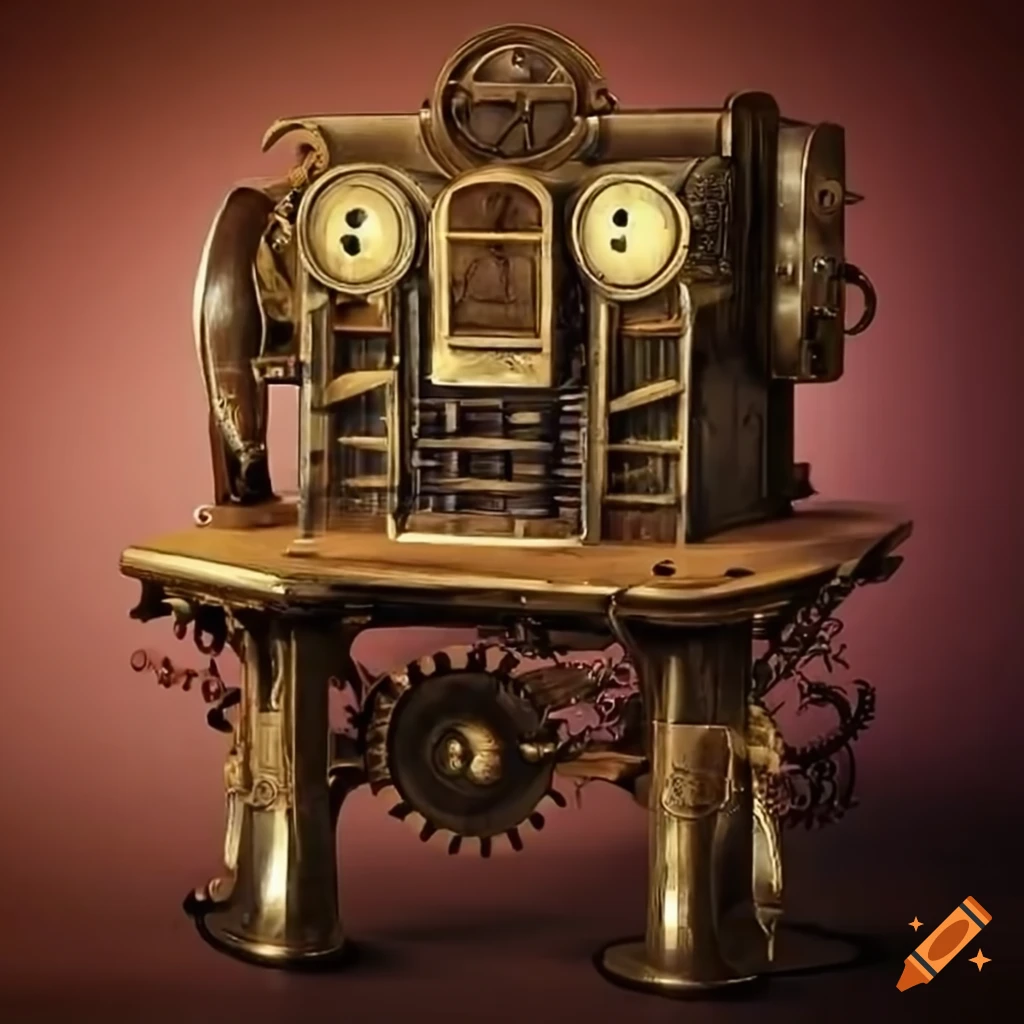 Steampunk computer voting machine with intricate details on Craiyon