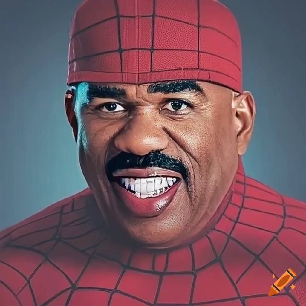 Comedian steve harvey in a spider-man costume on Craiyon