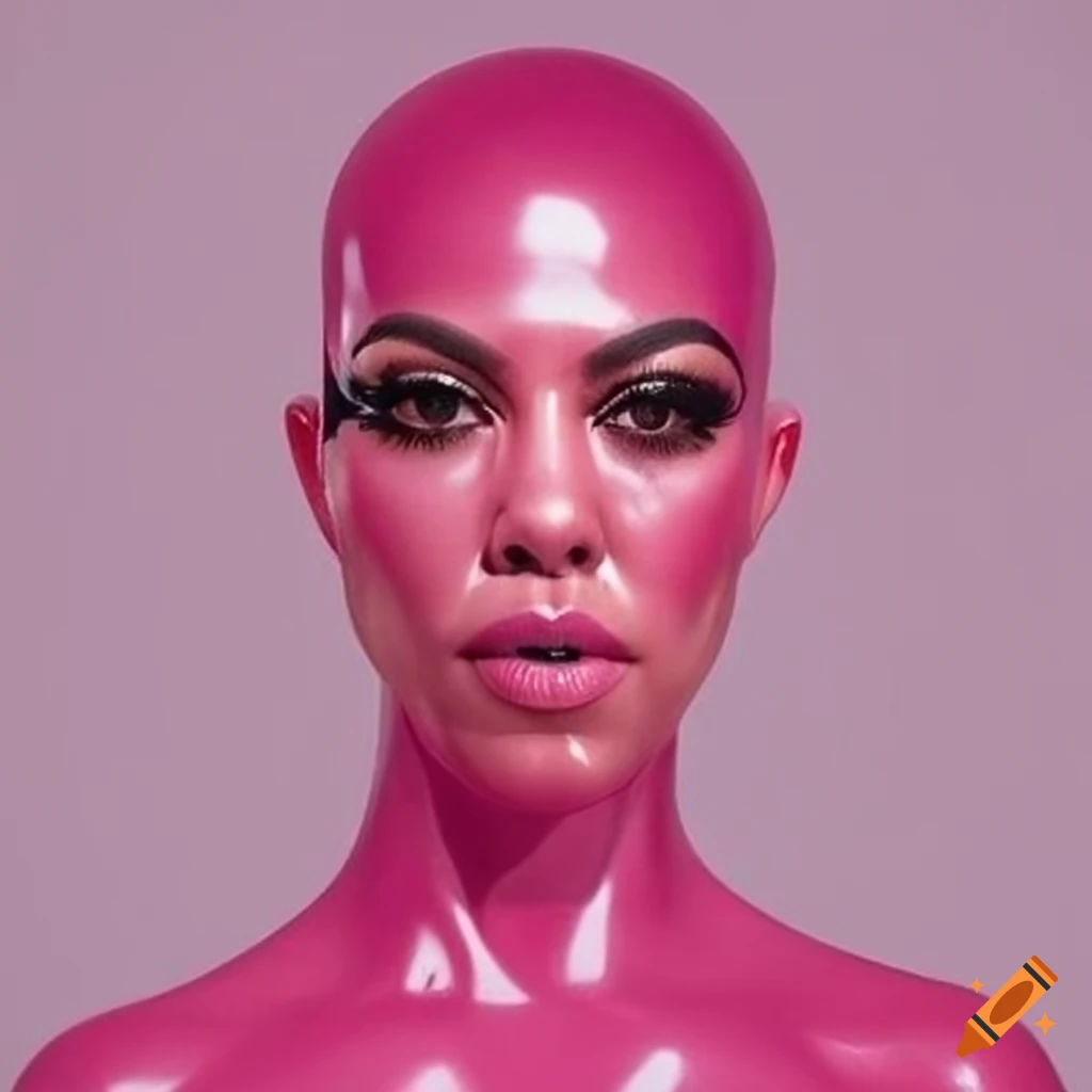 Pink panther themed 3D face with pink transparent latex on Craiyon