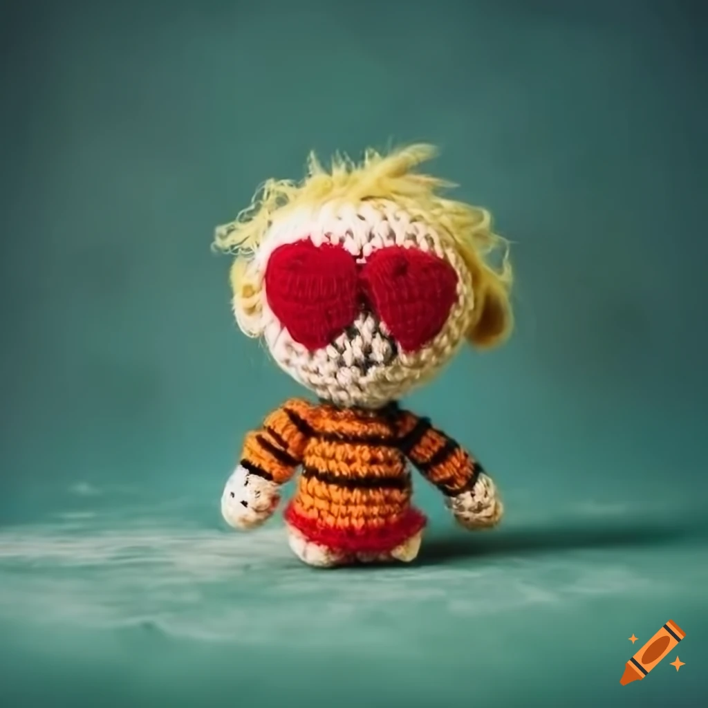Calvin from Calvin & Hobbes with a vintage style amigurumi crochet red ...