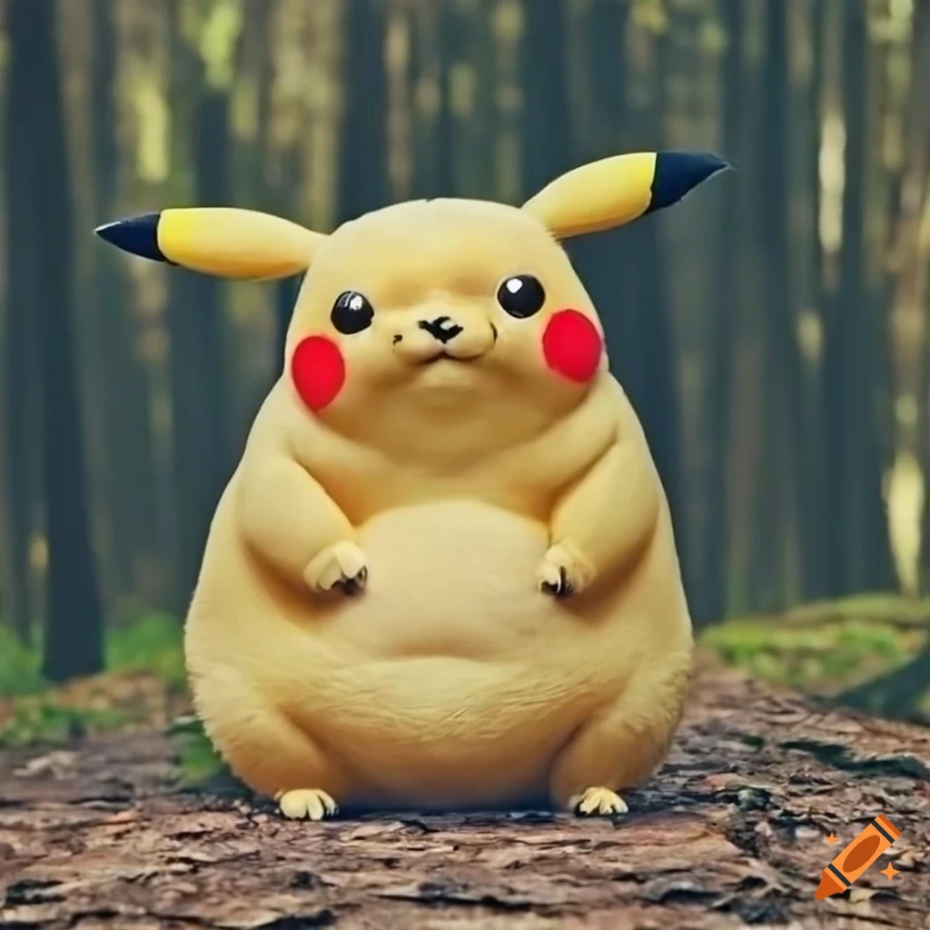Pudgy pikachu in the woods on Craiyon