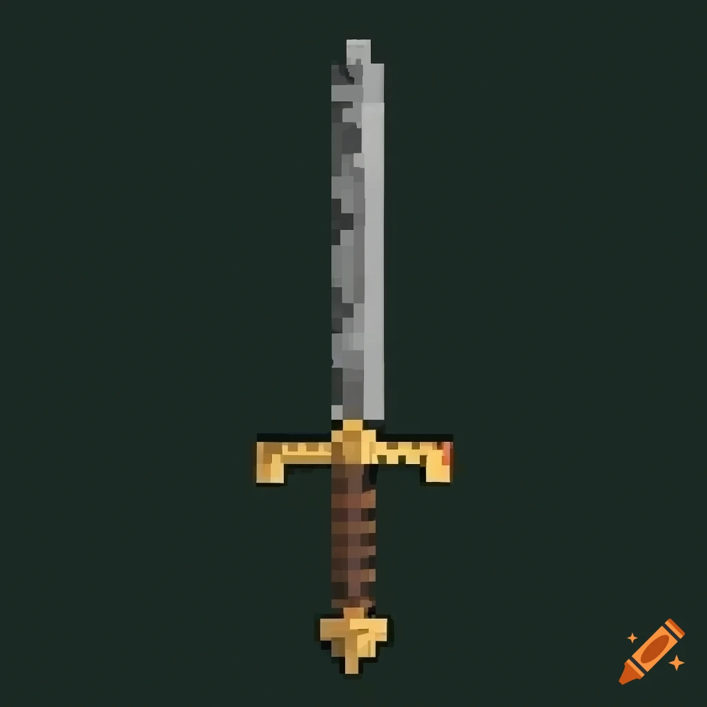 Detailed sharp medieval dagger with enchantments in minecraft pixel art ...