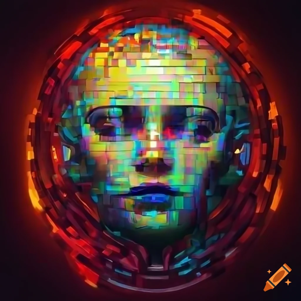 Abstract 3D sphere maze face in high contrast acrylic style on Craiyon